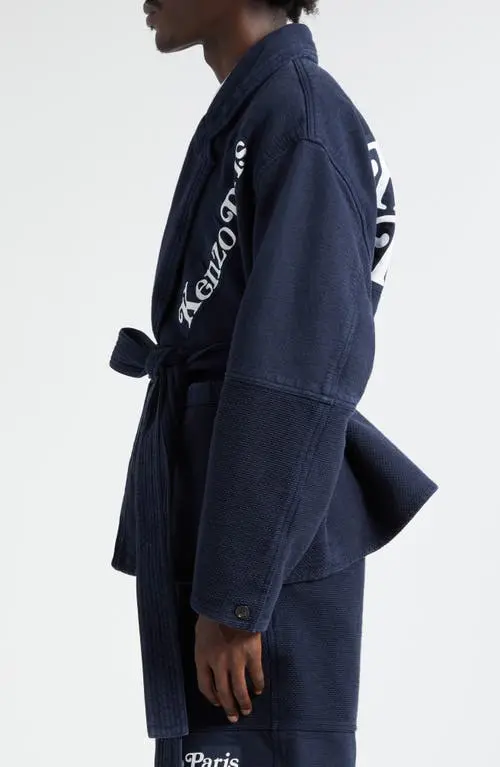 Kenzo Verdy Logo Cotton Judo Jacket In Midnight Blue - 66% Off